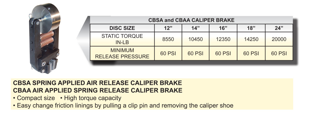 CBSA SPRING APPLIED/AIR RELEASE CALIPER BRAKE - Carlson Industrial